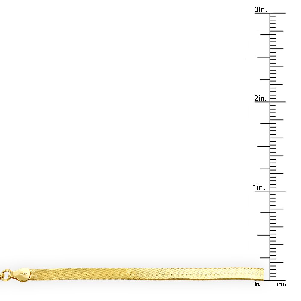 IcedTime Solid 14K Yellow Gold Herringbone Chain 3mm Wide Necklace 18 inches Long with Lobster Clasp