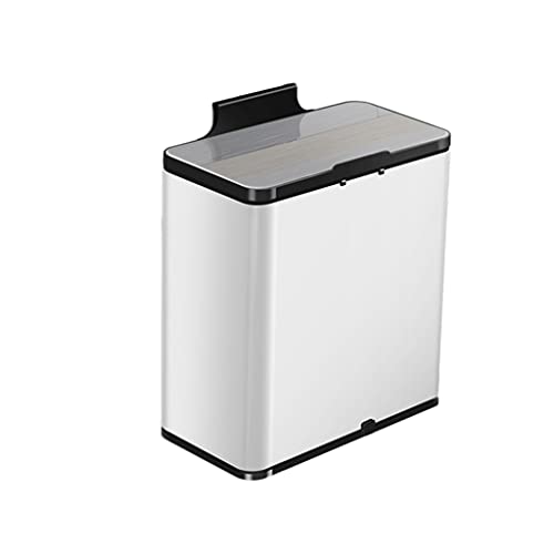trash cans Indoor Outdoor Hanging Kitchen Waste Bin,Stainless Steel+ Plastic Garbage Can With Drawers For Cabinet Bedroom Bathroom Kitchen Office Garbage Bin ( Color : White , Size : Front and rear dr