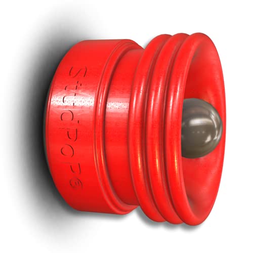 StudPoP Original Magnetic Stud Finder. Silver and Red. Finds metal fasteners holding the wall to the studs. 1" diam moving magnet gives an audible click and a visual movement when fastener is found.