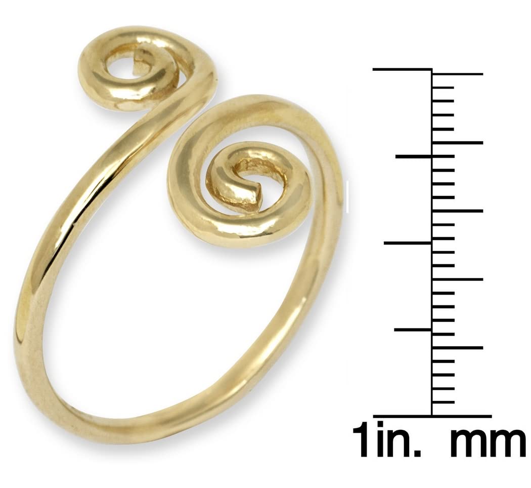 JewelryWeb -Solid 10K Gold Adjustable Swirl Art Deco Toe Ring - 10mm x 18mm - Hypoallergenic and Non Tarnish - Summer Jewelry