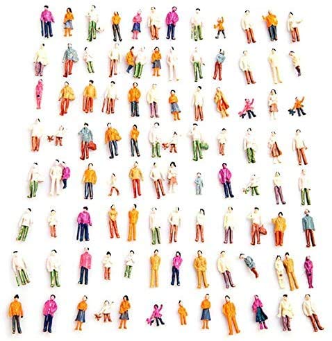 N/C 100 Pcs 1:100 HO Scale Models People Set, Hsxxf Tiny People Model People Hand Painted Figures DIY Resin Colorful Painted Mixed Seated Sitting Pose (1:100)