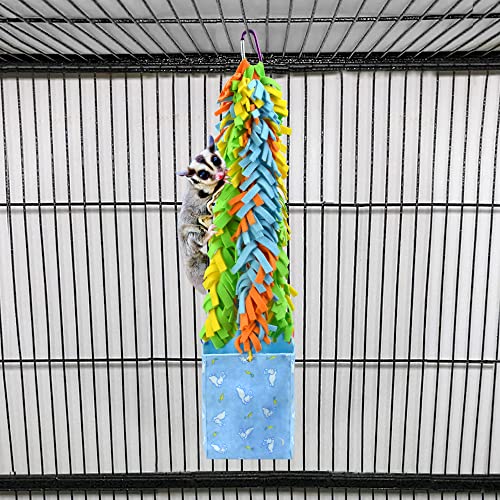 Sugar Glider Hanging Pouch Snuggle Sleeping Pouch with 4 Detachable Climbing Vines for Gliders Ferret Rat Hamster Hedgehog Small Pets
