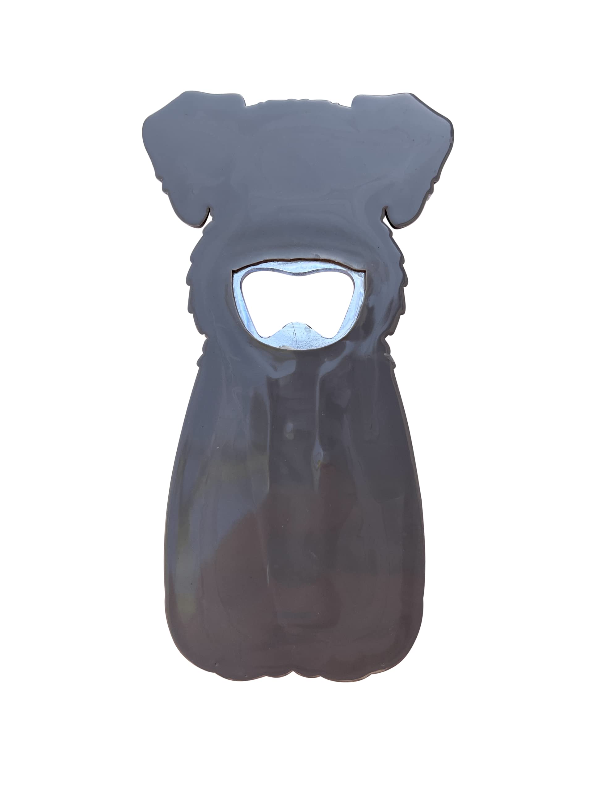 Schnauzer Bottle Opener Beer Soda or Seltzer (grey and white)