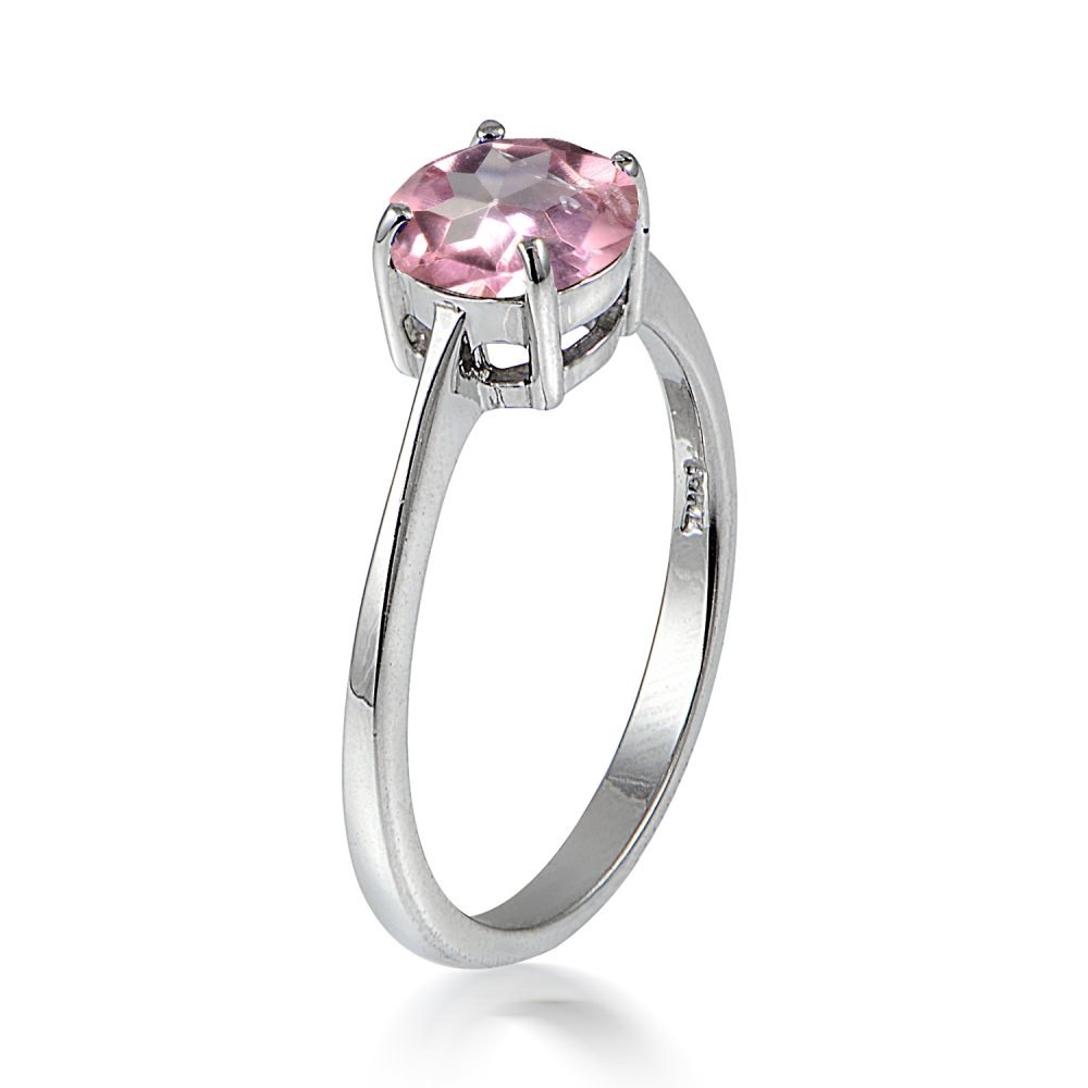 Ice Gems Sterling Silver Treated Light Pink Topaz Round 6mm Solitaire Ring, Size 8
