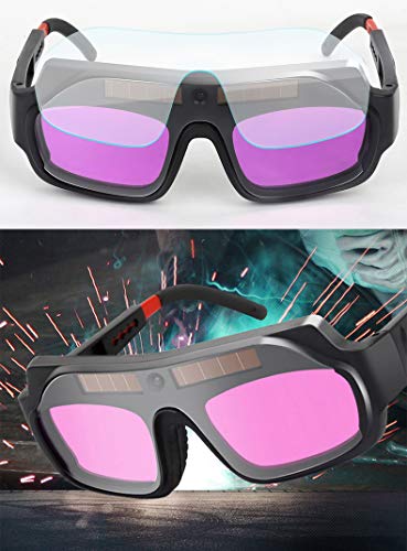 Solar automatic darkening welding goggles, welding glasses, 5 PC protective lenses, With a storage box suitable for glasses