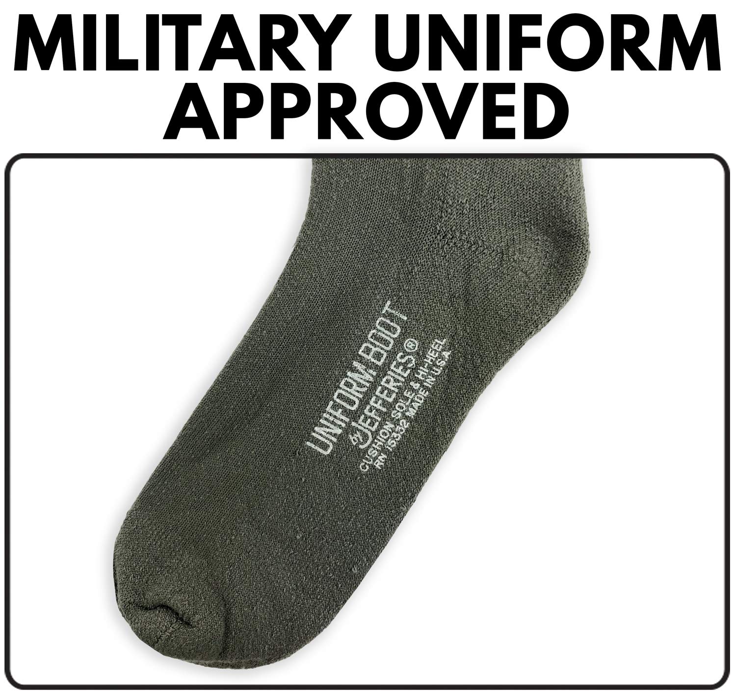Jefferies Socks Military Combat Uniform Rib Crew Boot Socks 3 Pair Pack (Sock: 10-13/Shoe: 9-12, Olive Green)