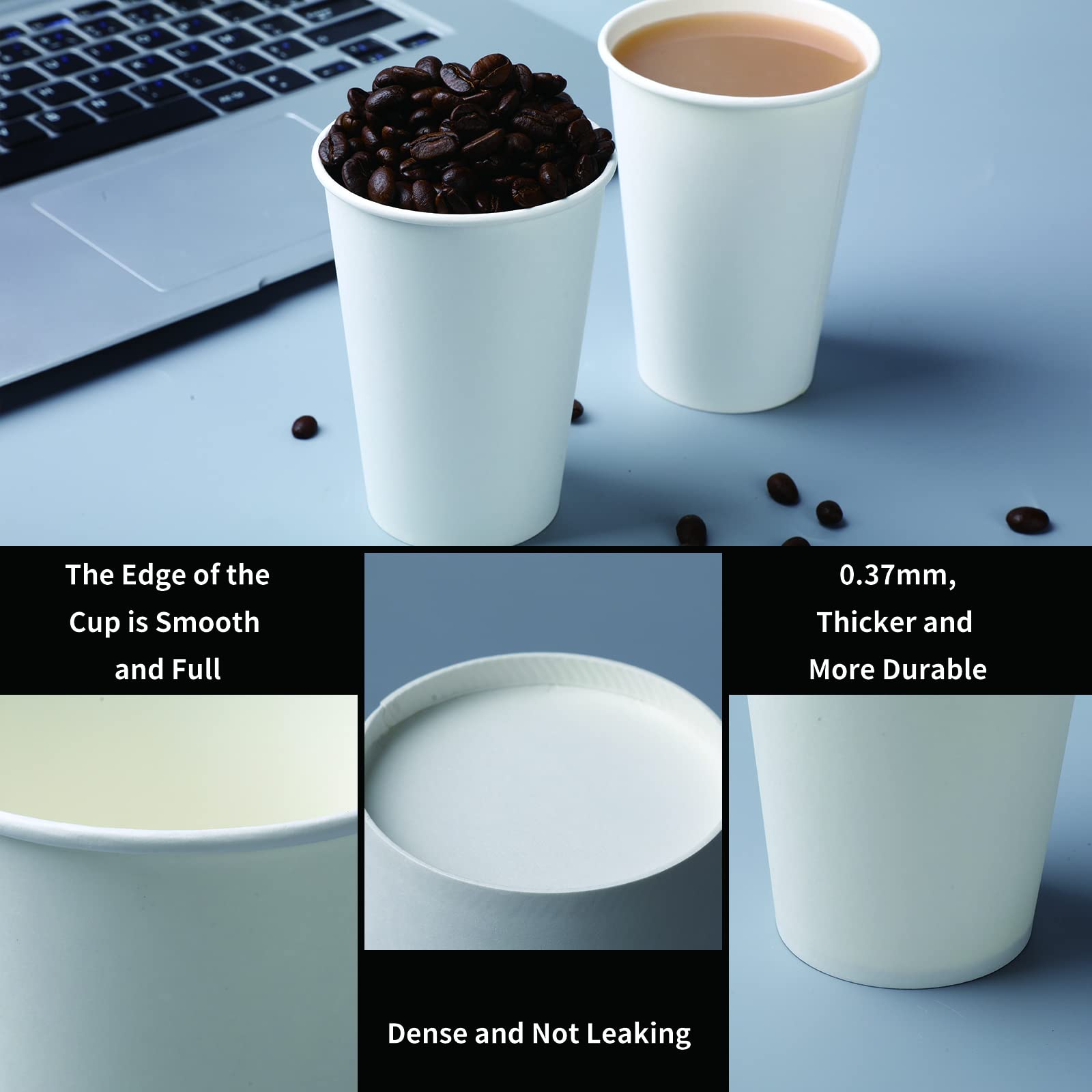 Luck-Mart [12 Oz 120 Pack ] Paper Cups, Coffee Cups 12 Hot Water Caps Oz, White