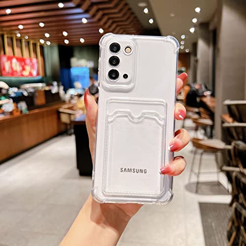 Tuokiou Compatible with Samsung Galaxy S20 Phone Case,Camera Lens Protection Card Holder Soft Shockproof Wallet Case for Galaxy S20 Case 6.2 Inch (Clear)