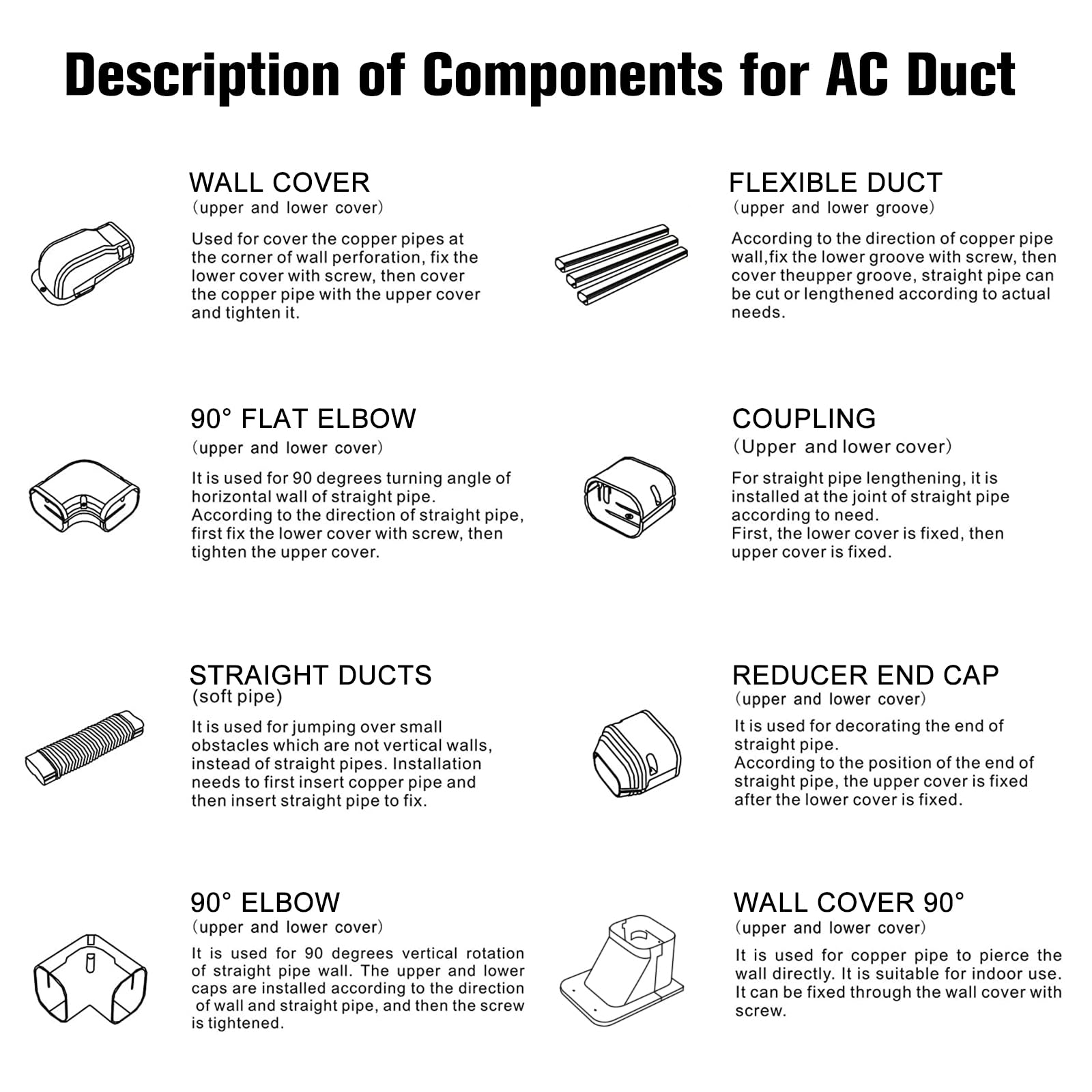 OSMOFUZE 3" W 10Ft L Mini Split Line Set Cover Kit, Air Conditioner Decorative PVC Line Cover Kit for Mini Split AC and Heat Pumps