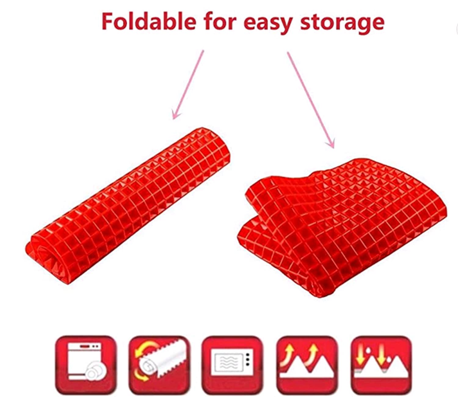 Non-Stick Silicone Baking, Pyramid Healthy Cooking Oven Mat Fat Red-2 Pack by Alpenkok (Black)