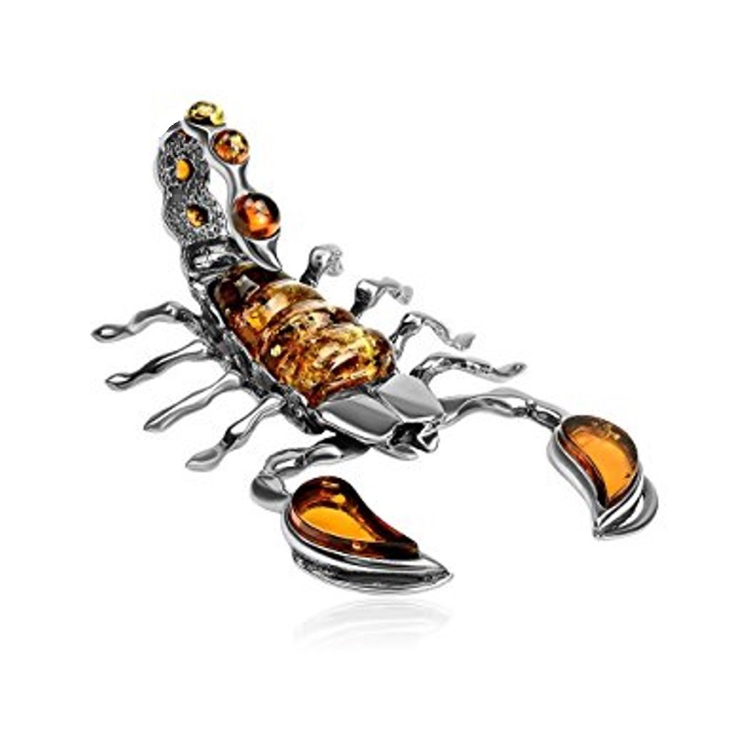 Ian and Valeri Co. Amber Sterling Silver Scorpion Pendant