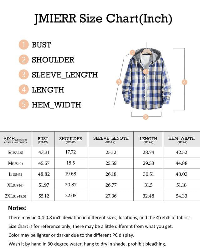 JMIERR Flannel Hoodies for Men Casual Button Down Plaid Long Sleeve Lightweight Winter Shirts Jackets,US 46 (XL),0Red