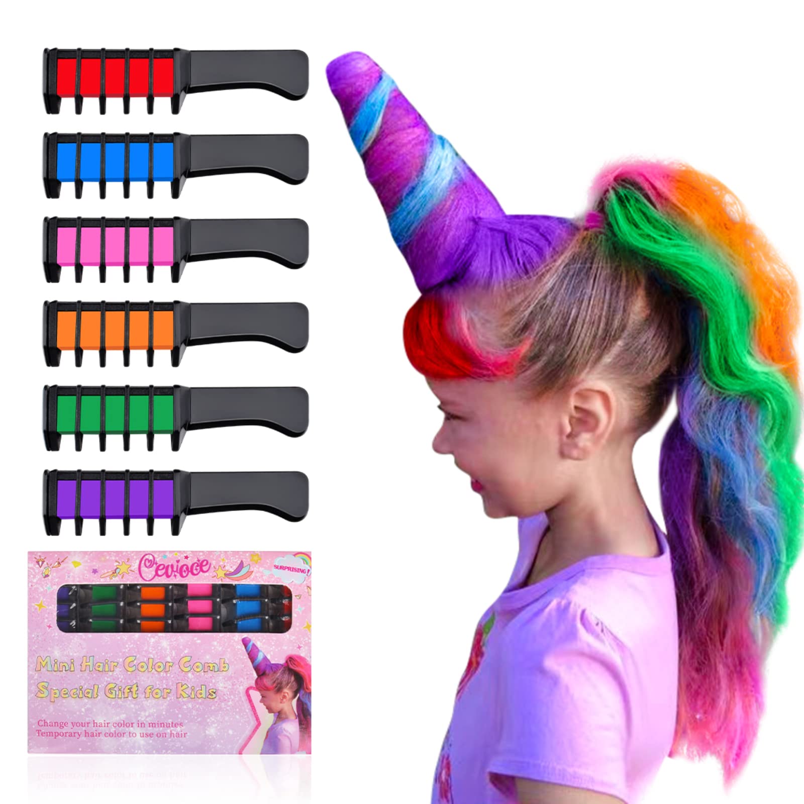 Temporary Hair Chalk Color Kit for Girls - Washable Dye and Makeup for Kids' Cosplay, DIY, Birthdays, Easter