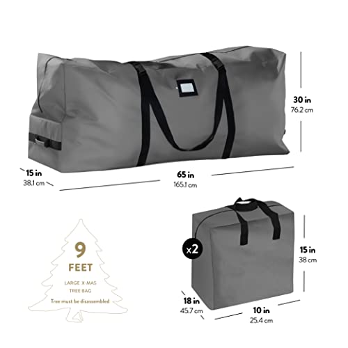 Zober Christmas Tree Storage Bag - for Artificial Trees up- to 9-Ft. Tall - Garland Bag, (2 pc set) Durable Waterproof Material With Stitched Reinforced Carrying Handles