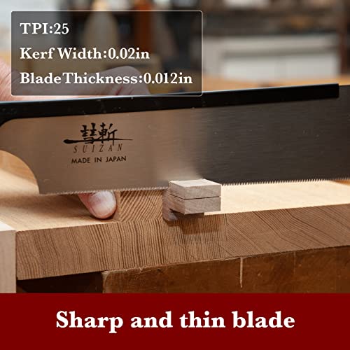SUIZAN Japanese Pull Saw Hand Saw 9.5 Inch Dozuki Dovetail Saw for Woodworking tools Gifts