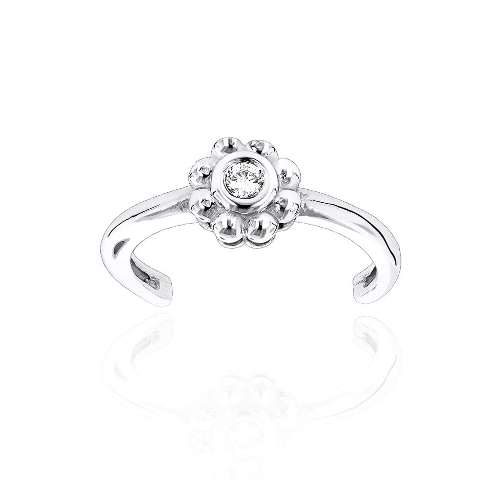 Ladies Adjustable Round Diamond Toe Ring 0.06ctw in 14k Gold (White Gold)
