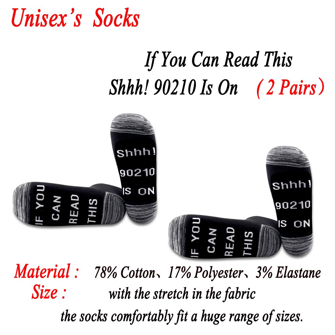 JXGZSO 2 Pairs TV Show Inspired Sock Retro Gift If You Can Read This Shhh! Show Is On Socks (10 Is On)