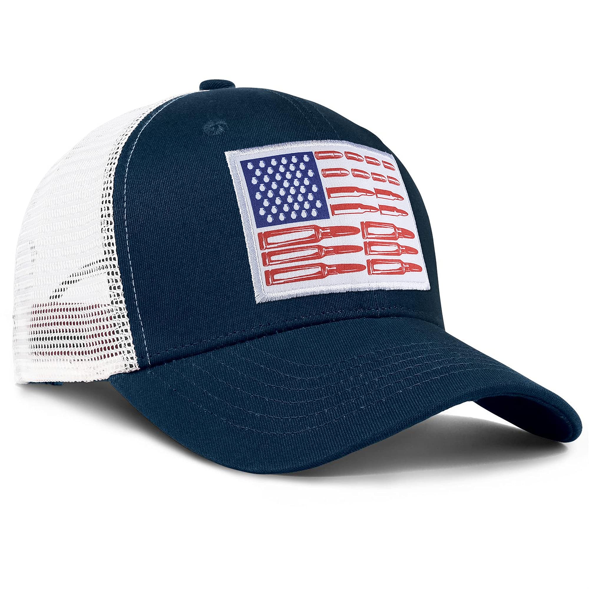 lsawdas Bullet American Flag Men Women Adjustable USA Baseball Cap Dad Hat Navy-Blue One Size