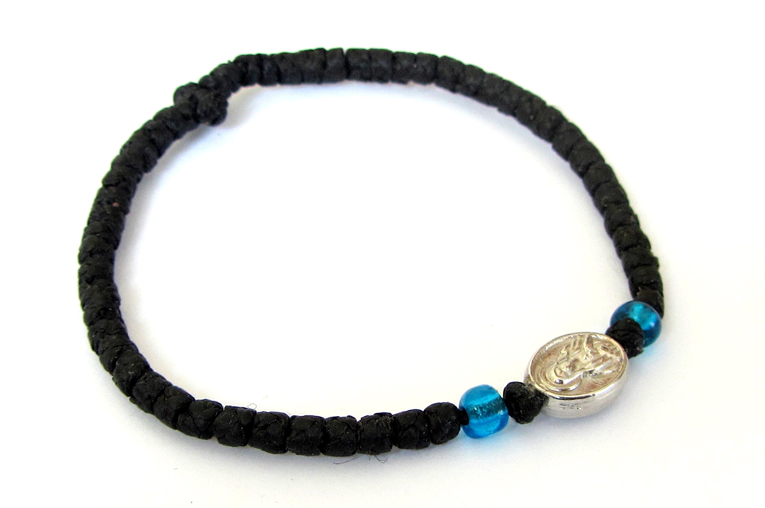 Iconsgr Handmade Christian Orthodox Komboskoini, Prayer Rope Bracelet Black VM1