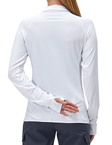 Women's UPF 50+ UV Sun Protection Clothing Long Sleeve Athletic Hiking Shirts Lightweight SPF Zip Up Outdoor Jacket (White,M)