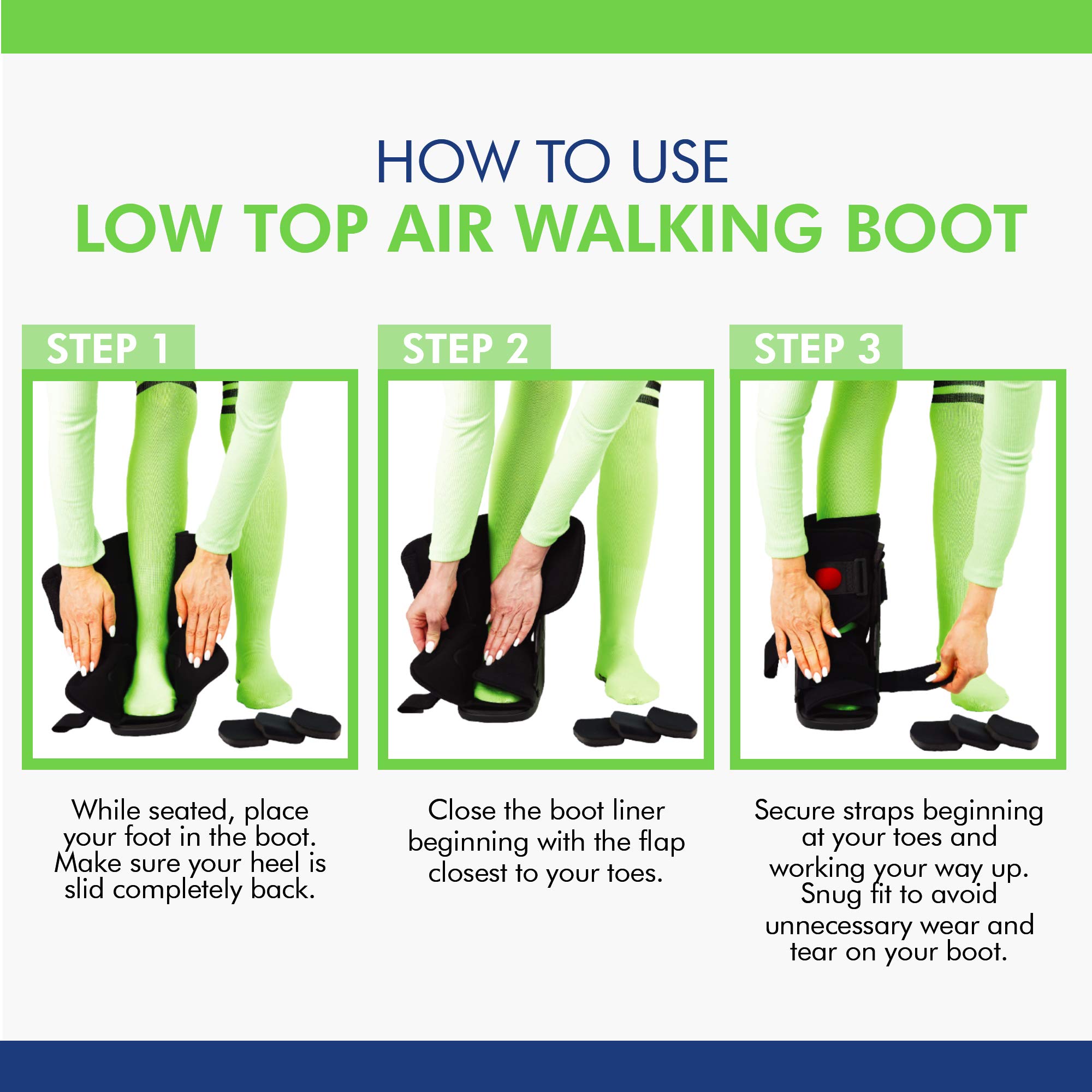 Low Top Air Walking Boot, Ankle and Foot Brace, Cam Walker Boot for Fracture, Injury, Pain, Swelling, and Post-Surgery Healing, S - DMEforLess