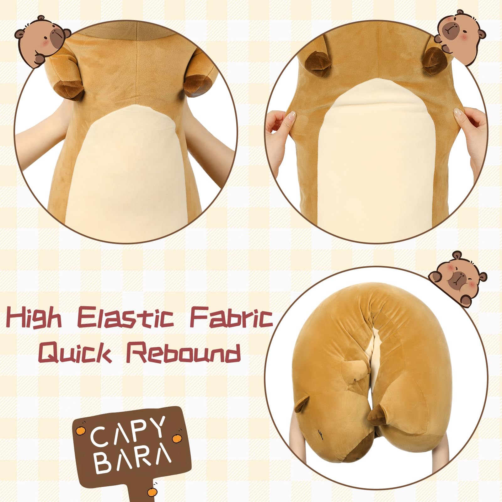 Tezituor Long Capybara Plush Body Pillow, 39.5” Cute Capybara Stuffed Animal Soft Sleeping Throw Pillow Plush Toy Pillow Birthday Christmas for Kids Girlfriends