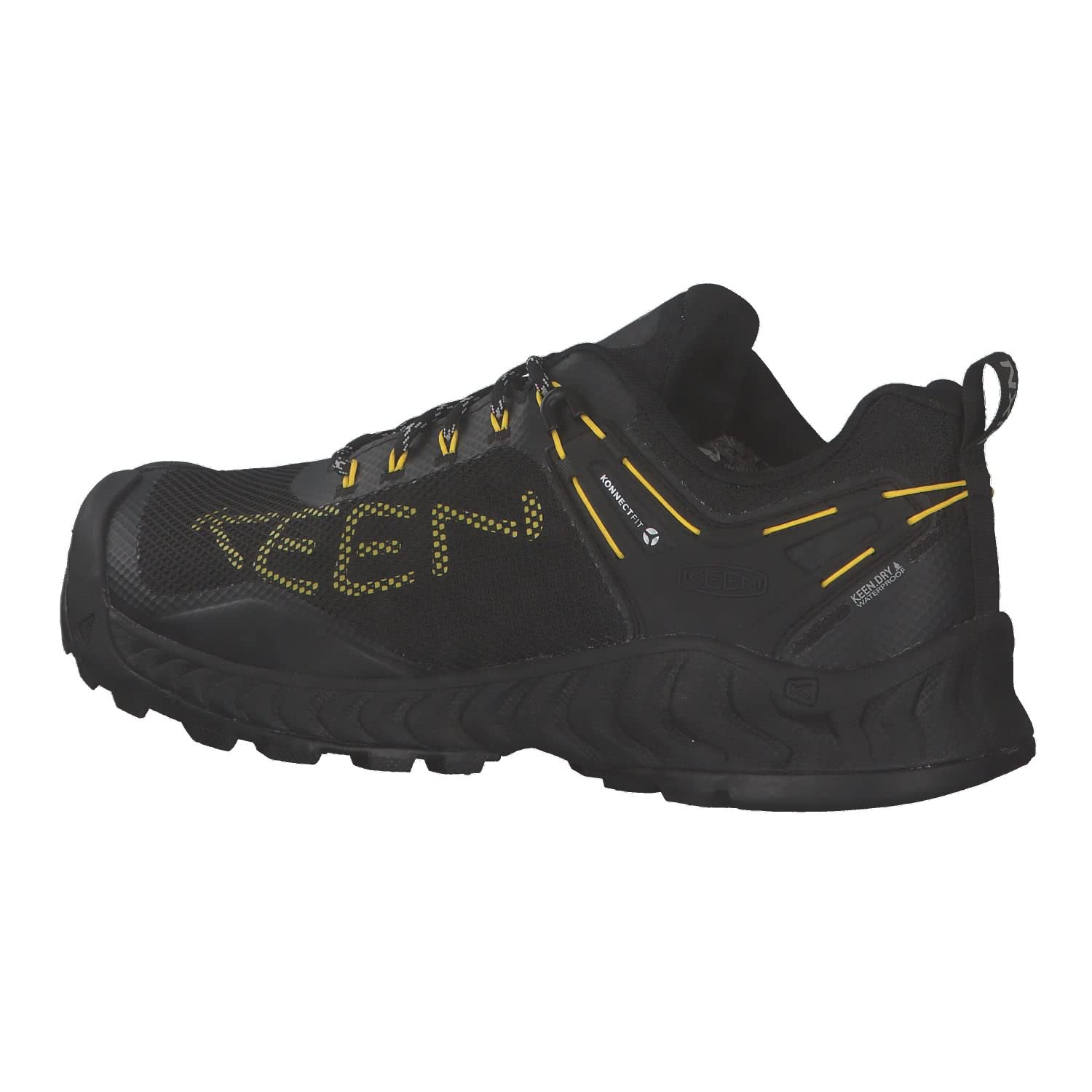 KEEN mens Nxis evo Waterproof fast Packing Hiking Shoe, Black/Keen Yellow, 11.5 US