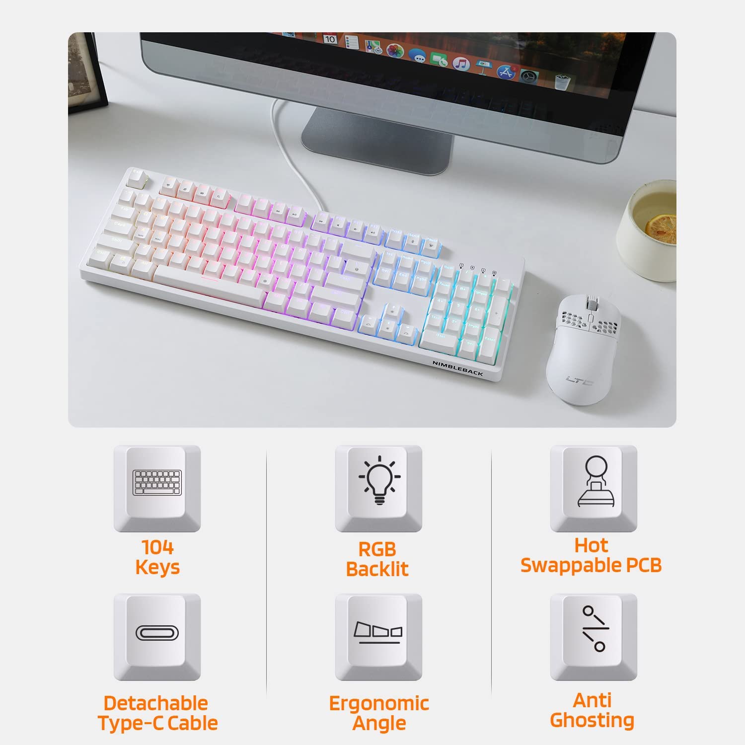LTC Circle Pit HM-001 RGB Gaming Mouse & LTC NB1041 Nimbleback RGB Wired 104-Key Hot-Swappable Mechanical Keyboard（Red Switch） Bundle