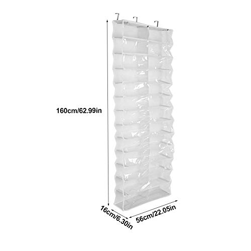Tyenaza 26 Pocket Shoe Organizer, Crystal Clear over the Door Hanging Closets Storage Bag for Shoes, Sneakers or Accessories(white)