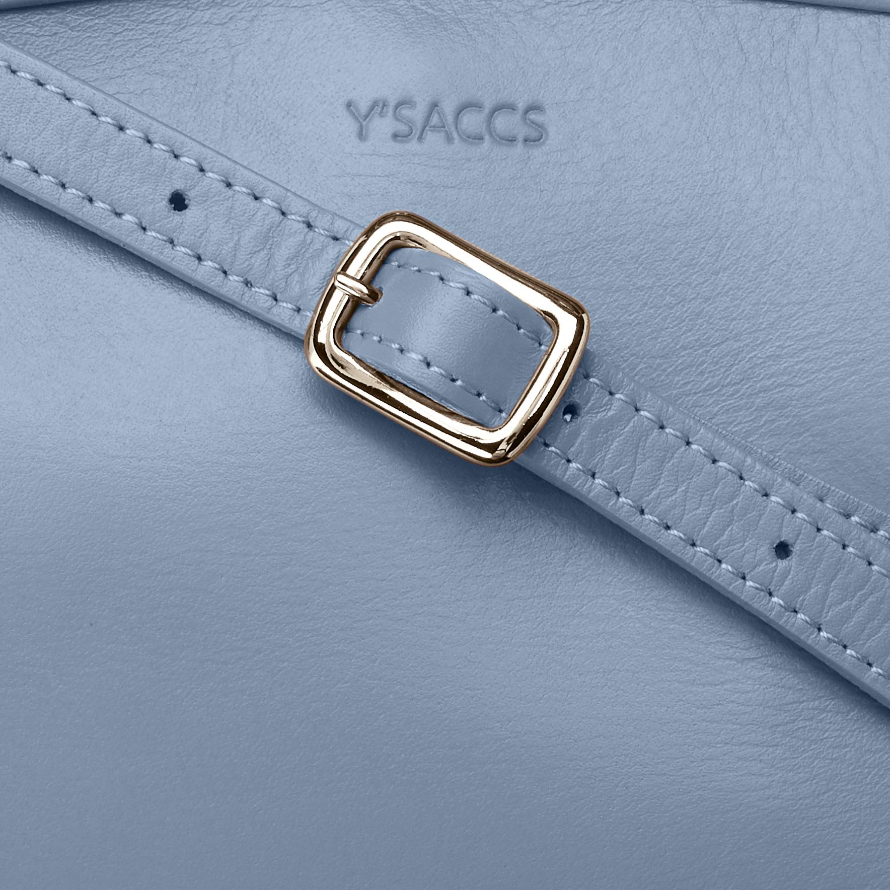 Isaac Y01-11-03 Pochette Wallet with Cowhide Leather, Made in Japan, Blue
