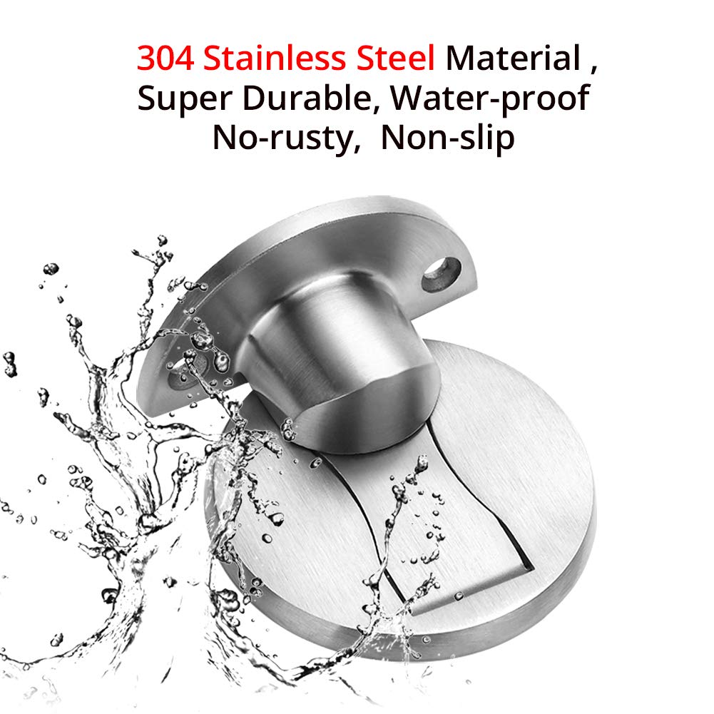 NAIERDI 2 Pack 304 Stainless Steel Door Stoppers, Magnetic Door Stop, 3M Double-Sided Adhesive Tape, No Drilling, Door Stop Wall Protector, Office Door Catch, Stop Door