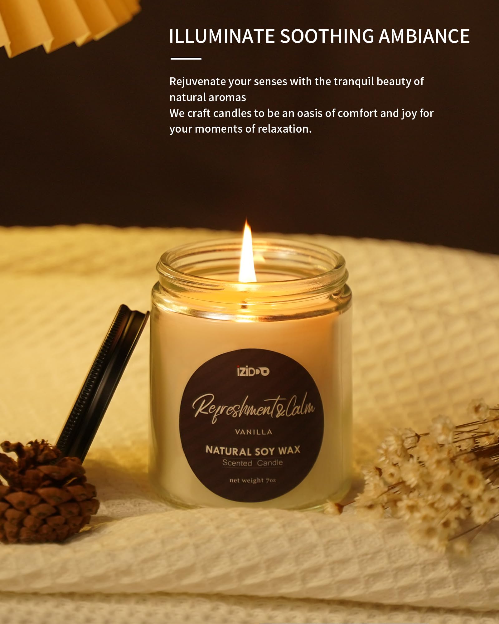 IZIDDO Scented Candles,Candles for Home Scented,45 Hour Burn,Soy Candles Aromatherapy Candles Gifts for Women & Men-Clear Lavender Candles