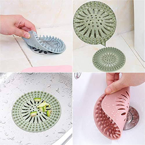 Sink Drain Strainer Durable Silicone Suckers for Bathroom and Kitchen,Sink Filter Sewer.Hair/vegetable scraps/garbage filters,Hair Stopper Shower Drain Filter,Easy to install and clean(5PCS)