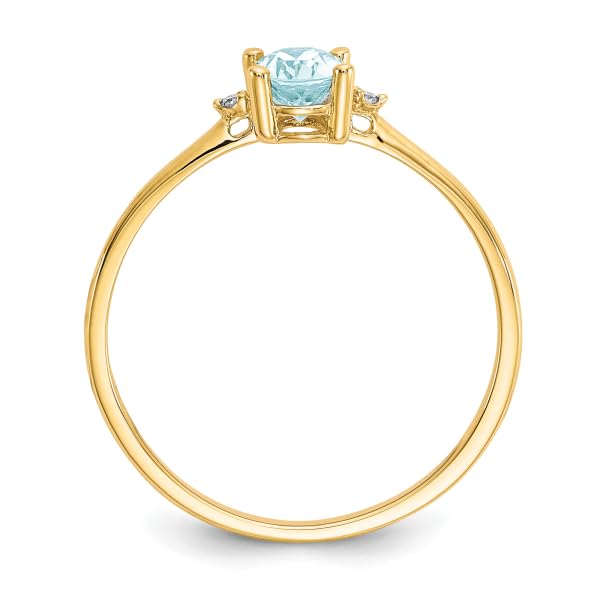 IceCarats 10K Yellow Gold Diamond Blue Aquamarine March Birthstone Ring size 6