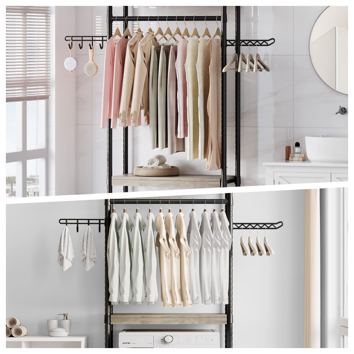 IDEALHOUSE Over The Washer and Dryer Storage Shelf- Laundry Room Organization Space Saving Laundry Drying Clothes Racks Heavy Duty Adjustable Height Bathroom Shelf for Home Decor 31"*12"*74.02"H