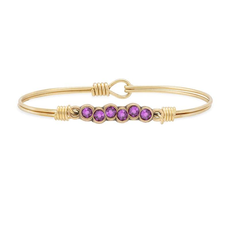Luca + Danni February Starlight Bangle Bracelet For Women - Brass Tone Regular Size Made in USA