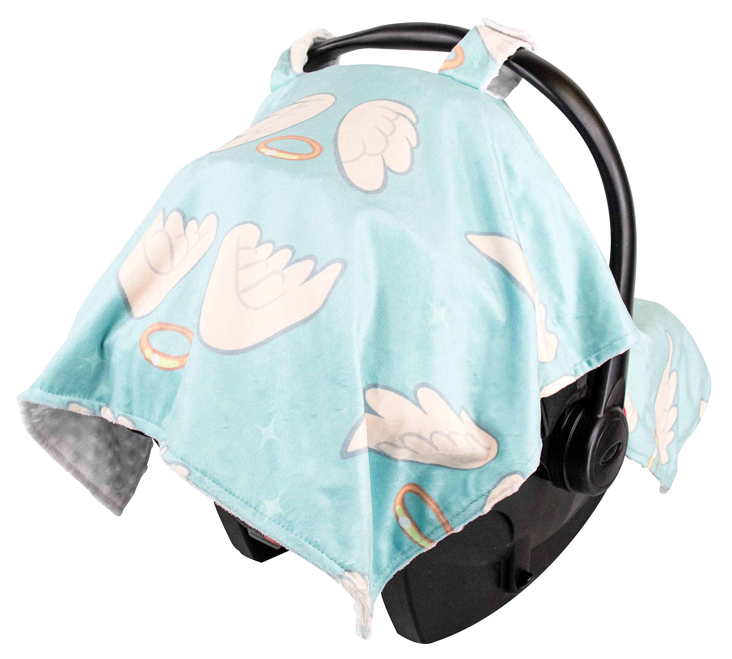 Top Tots Deluxe Minky Baby Car Seat Cover - Hearts and Rainbows, 40 x 29 Inch Pink