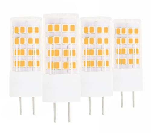 Lamsky GY6.35 G6.35 LED Light Bulb 5W,G6.35/GY6.35 Bi-pin Base,AC/DC 12V Warm White 3000K Non-dimmable,GY6.35 Base T4 JC Type 50W Halogen Replacement(4-Pack)