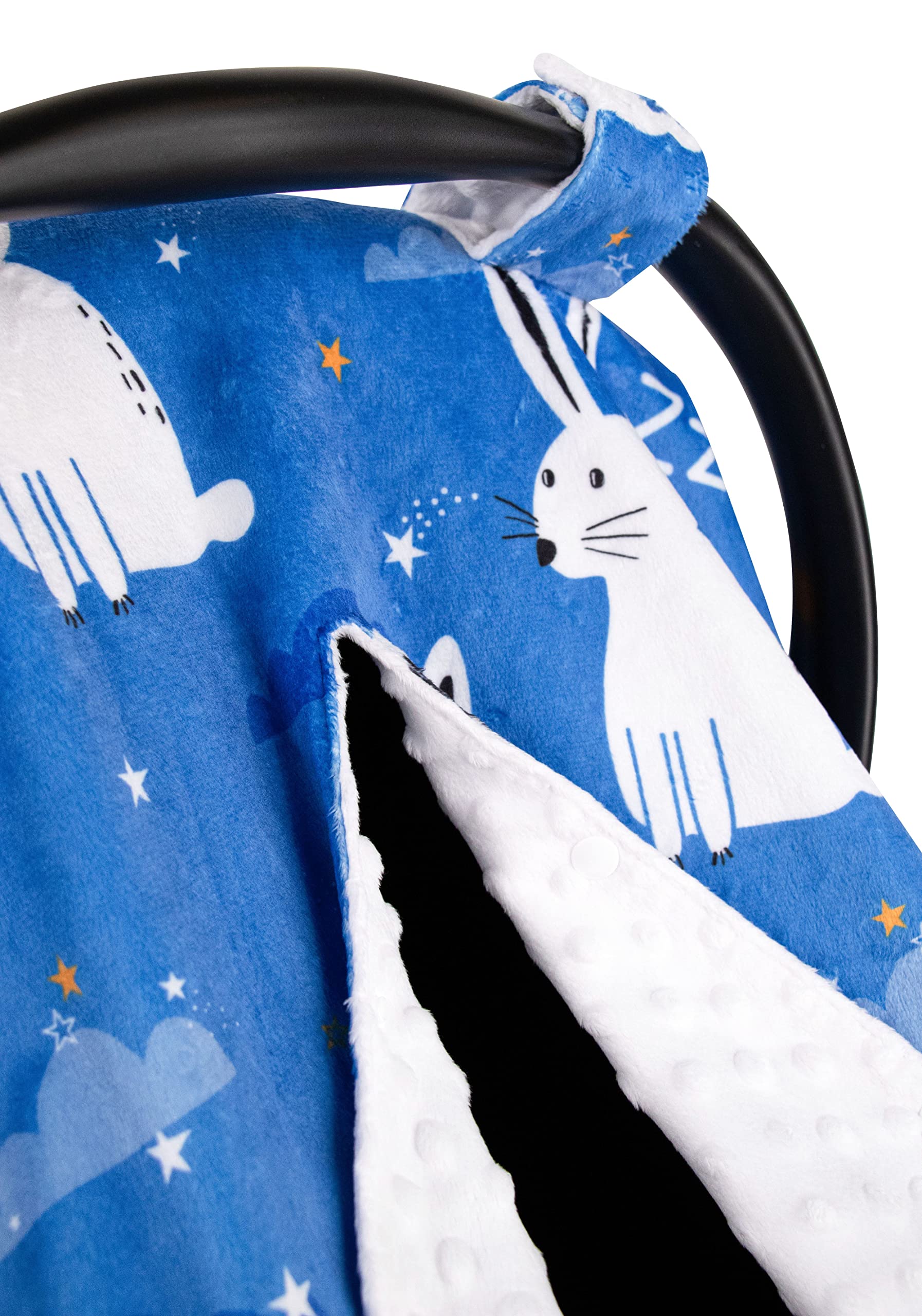 Top Tots Deluxe Minky Baby Car Seat Cover - Nighttime Smiles, 40 x 29 Inch Apricot