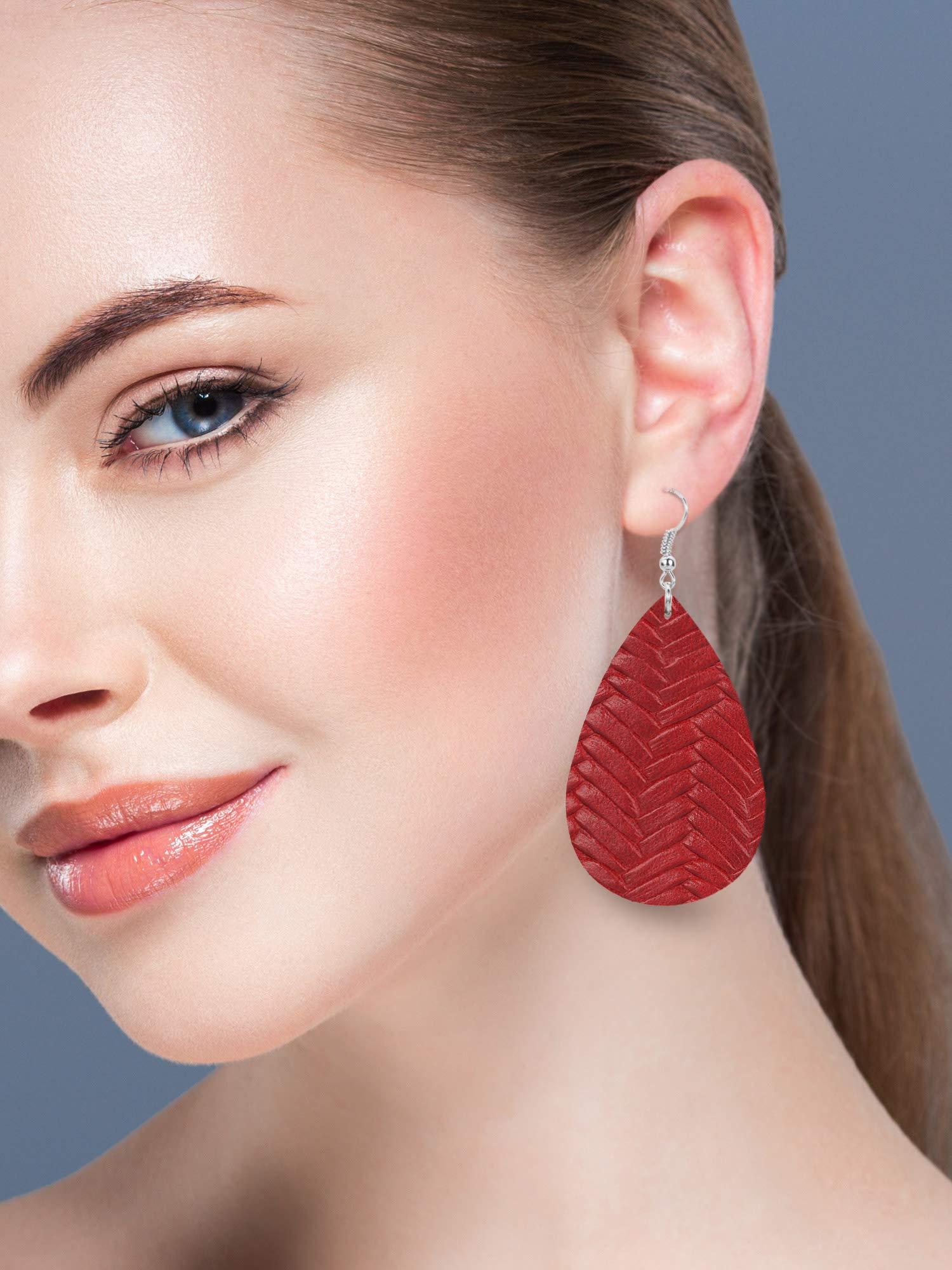 Hicarer 20 Pairs Faux Leather Earrings Lightweight Leaf Earring Teardrop Dangle Earrings for Women Jewelry Gift(Classic with Bold Style)