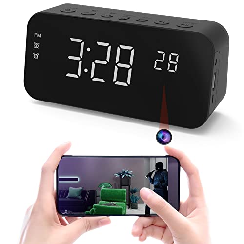 Small-ECO Spy Camera Clock, 2K Wireless WiFi HD Hidden Camera Night Vision Video Recorder Mini Security Nanny Cam