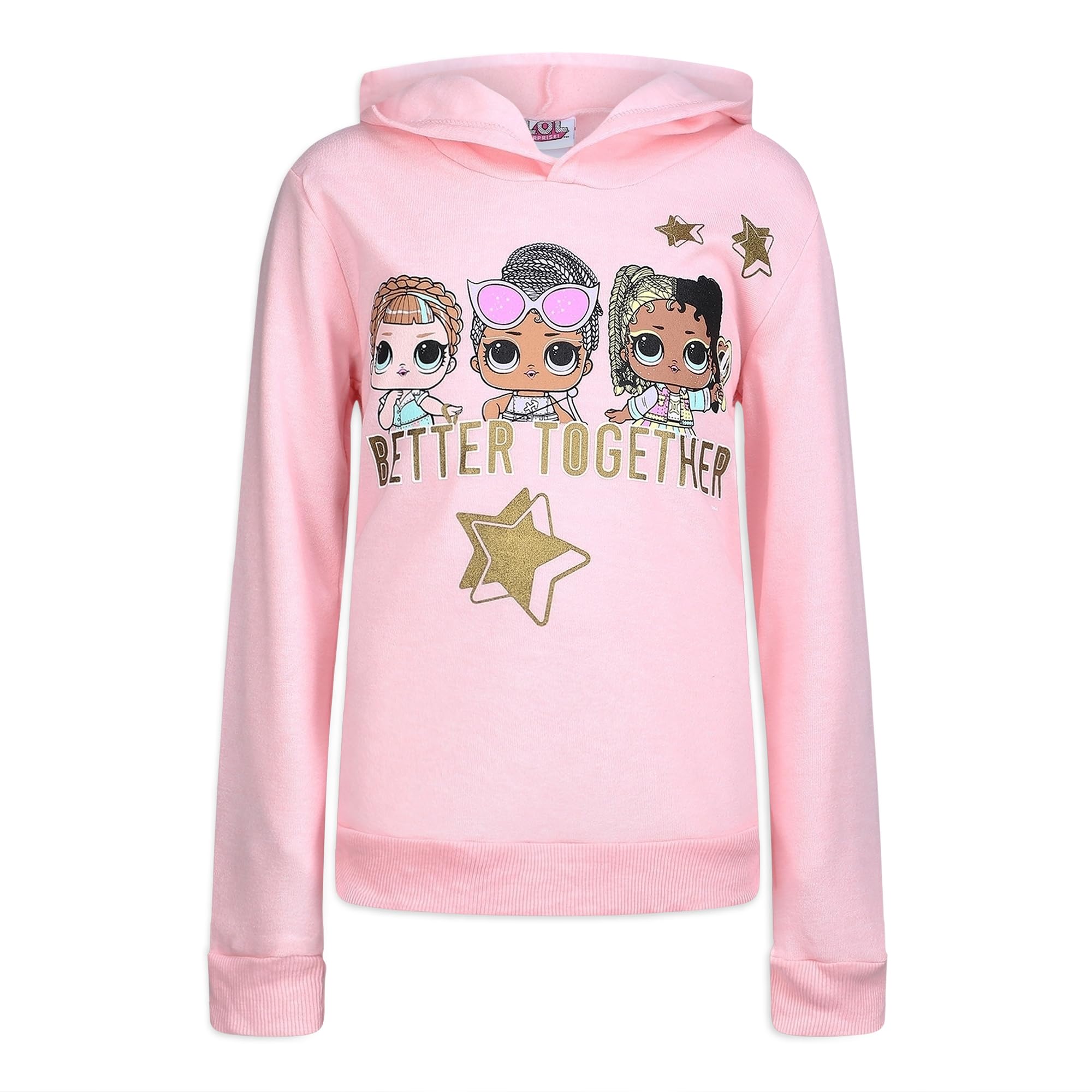 L.O.L. Surprise! Stargazer, Flipside and Marine Q.T. Girls Hooded Sweatshirt and Pants Set for Big Kids β Pink