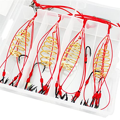 luckxuan Fishing Hooks 4 Pcs/Set Fishing Hook Bait Spring Hanging Tackle Stainless Steel Feeder Lure Olive Shape Fish Tools Accessories Fish Hook (Color : As Show, Model Number : 9#)