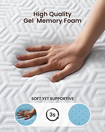 UniPon 4 Inch Gel Memory Foam Mattress Topper Queen, Medium Firm Mattress Topper, High Density Foam Bed Topper for Pressure Relief, Removable & Washable Cover, CertiPUR-US Certified