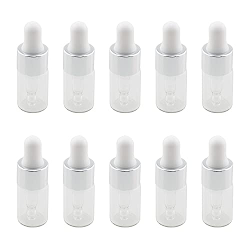 TAODAN Glass Dropper Bottles 10pcs 3ml Clear Glass Vials Sample Dropper Bottle Empty Essential Oils Bottles With Pipettes