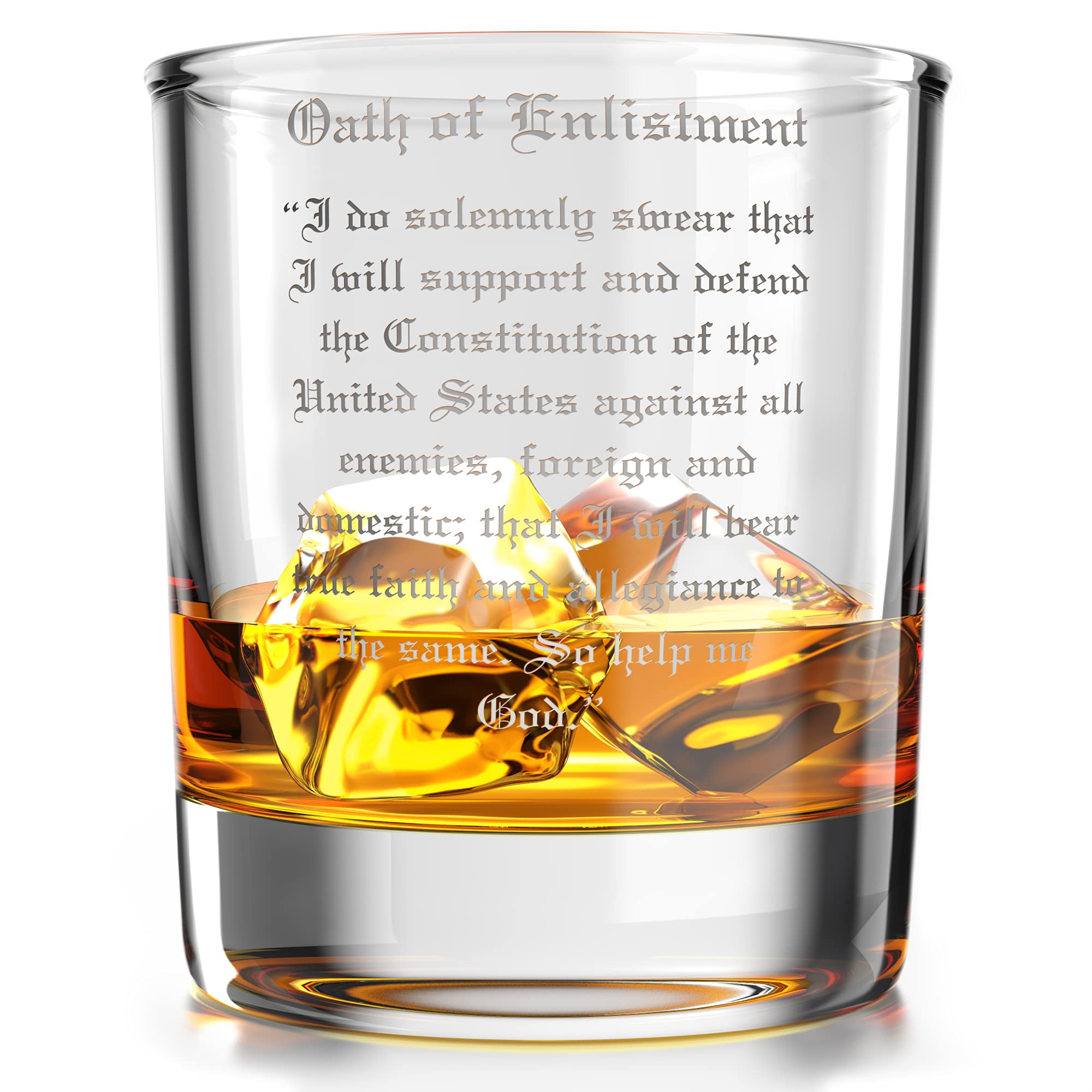 Military Oath of Enlistment Gift - Old Fashioned Whiskey Rocks Bourbon Glass - 10 oz capacity