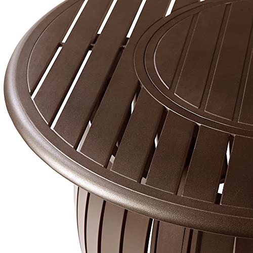 Round 44 in. x 44 in. Aluminum Propane Fire Pit Table with Glass Beads, Two Covers, Lid, 57,000 BTUs in Brown Finish