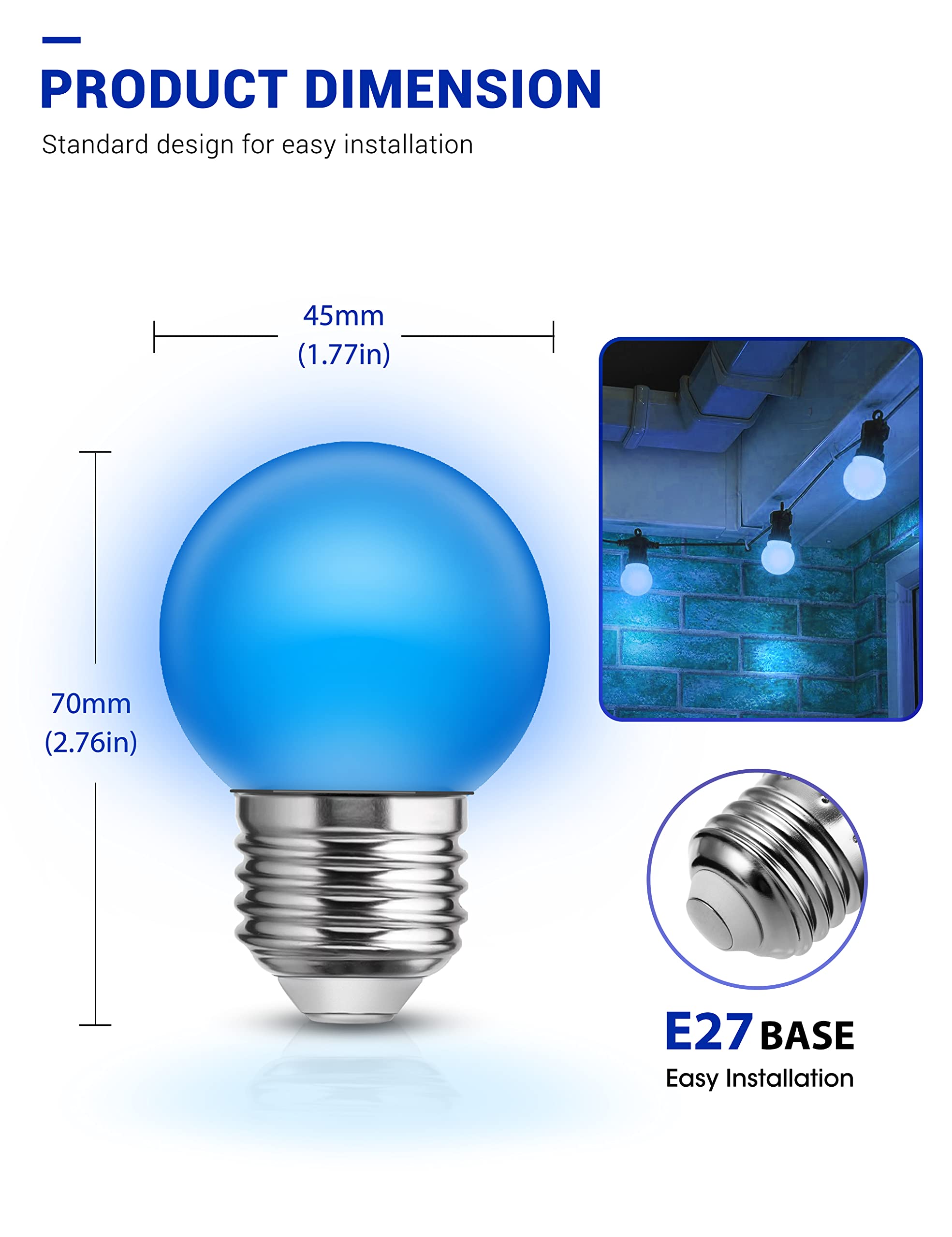 JandCase Low Watt, G40 light bulbs Replacement, 1W E26 LED Bulb 15 Watt Equivalent, 3000K Soft White, E26 Base for String, Non-dimmable, 6 Pack