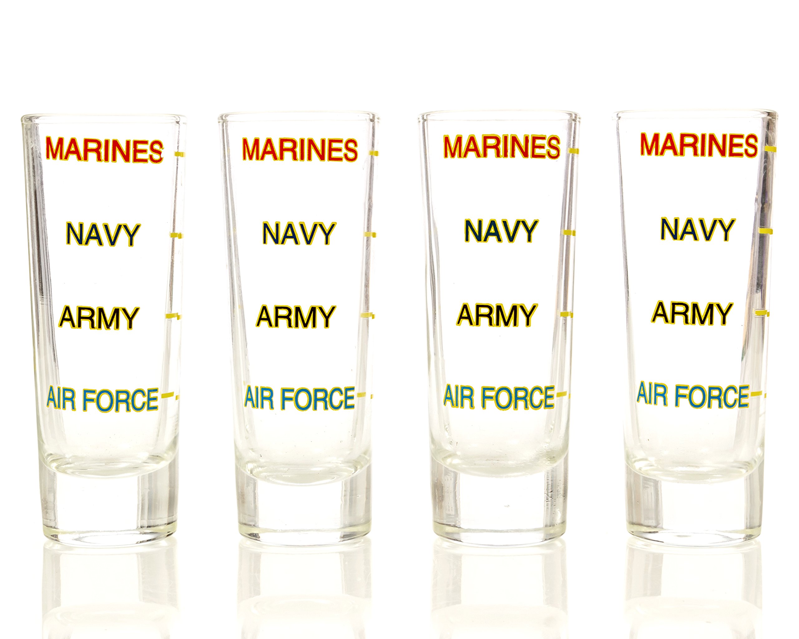 Military Shot Glass Levels, 4 Pack, Military, Veteran, Gift Set, Marine