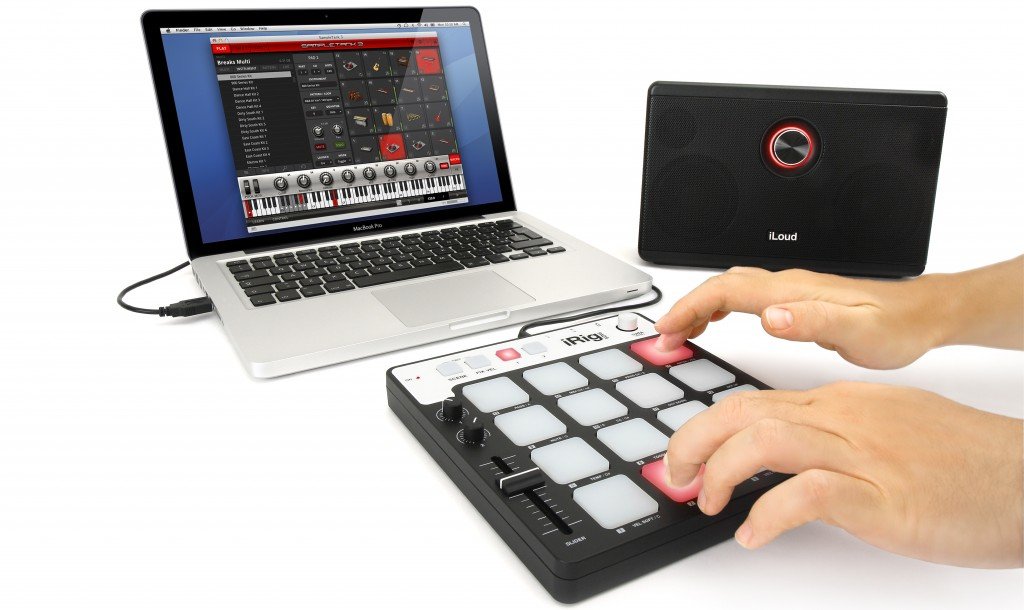 IK Multimedia iRig Pads MIDI groove controller, portable & lightweight MPC-style beat machine with 16 velocity-sensitive backlit rubber pads - studio equipment for iPhone, iPad, Android, Mac, PC